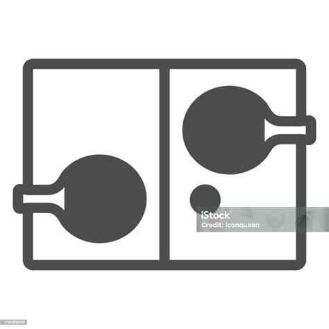 테니스 라켓과 테이블 솔리드 아이콘 테니스 개념 벡터 그래픽 흰색 배경에 탁구 기호 모바일 또는 웹 디자인을위한 글리프 스타일 아이콘 Championship에 대한 스톡