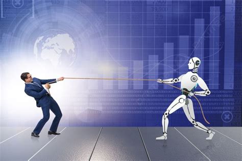 줄다리기 개념에서 인간과 로봇 간의 경쟁 사진 배경 및 무료 다운로드를위한 그림 Pngtree