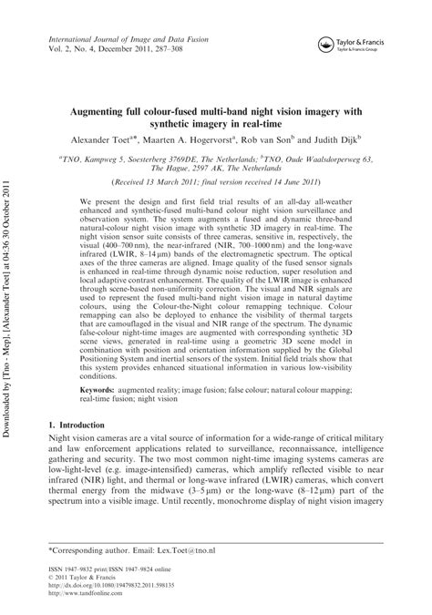 PDF Augmenting Full Color Fused Multiband Night Vision Imagery With Synthetic Imagery For