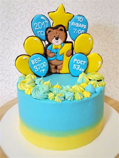 Торт для мальчика без мастики Торт на годик Торт с мишкой Торт на День рождения Торт с