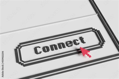 Pixelated Mouse Pointer And Retro Computer Os Dialog Showing A Connect Button Illustration Of
