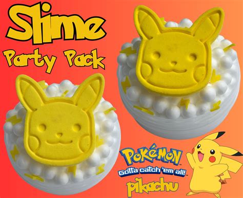 Pikachu Slime Pokemon Party Favor Pack Foam Electric Yellow Poke Etsy