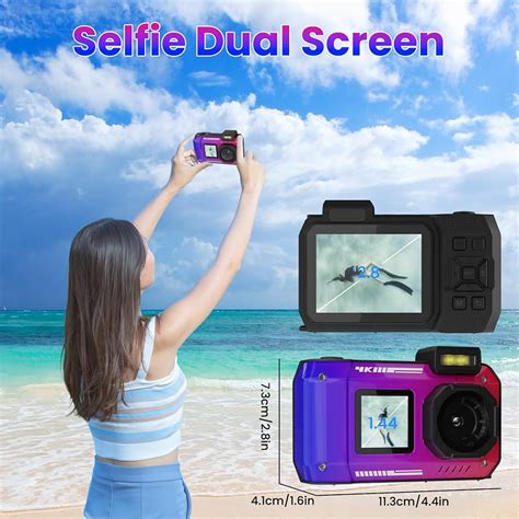 Dual Screen Selfie Camera 8k Uhd 70mp Waterproof Digital Camera 33ft