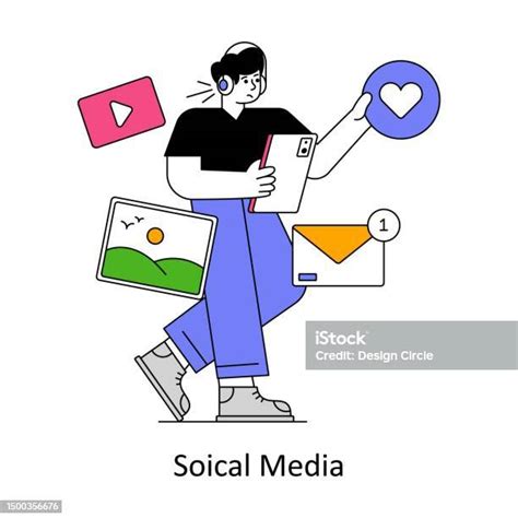 소셜 미디어 플랫 스타일 디자인 벡터 그림입니다 스톡 일러스트레이션 Brand Name Smart Phone에 대한 스톡 벡터