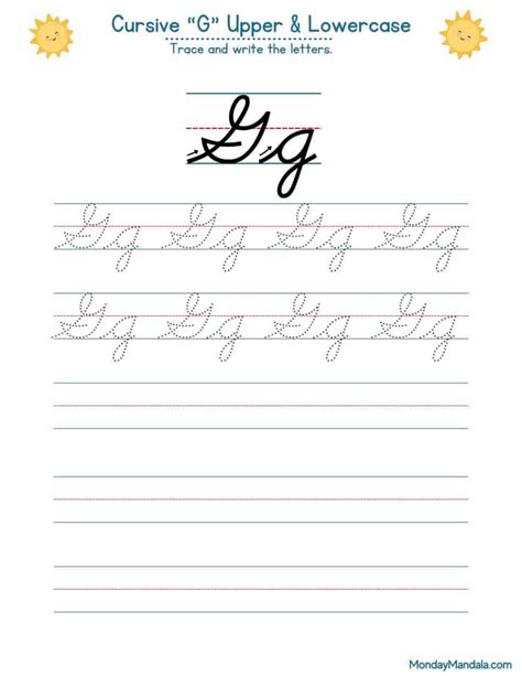 10 Cursive G Worksheets Free Letter Writing Printables