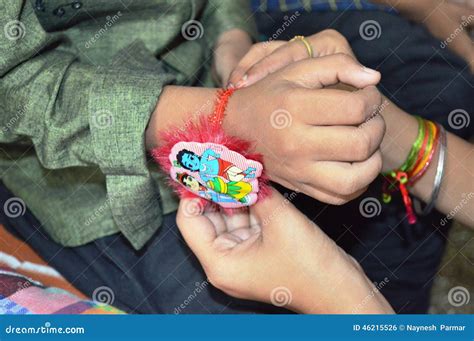 Sister Ties Rakhi On Brother S Hand On Rakshabandhan Festival In India