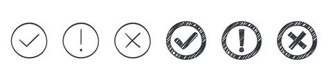 Check Marks Collection Drawn Icons Of Check Marks Checkbox Icons And Sketch Check Marks