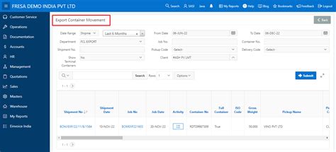 How To Generate The Export Container Movement Report