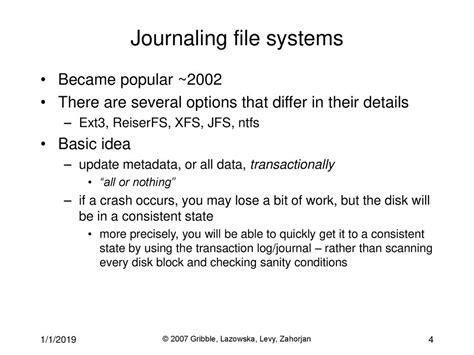 cse 451 operating systems winter module 16 journaling file systems