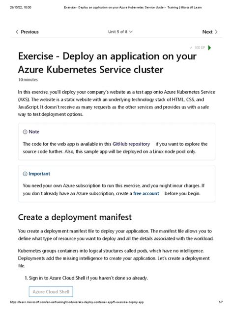 Exercise Deploy An Application On Your Azure Kubernetes Service