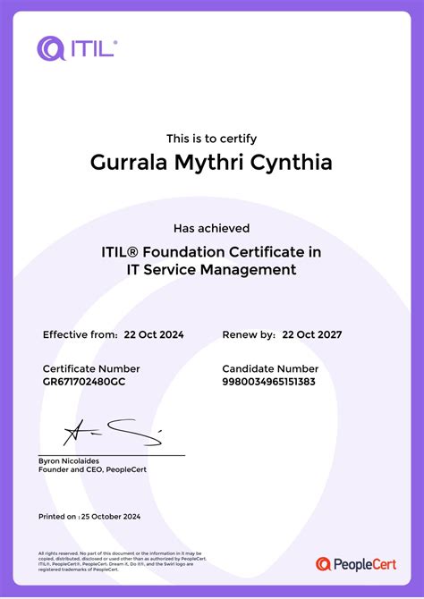 Cynthia Mythri On Linkedin Itilv4 Certification Itservicemanagement Continuousimprovement