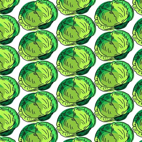 Premium Vector Seamless Pattern With Cabbage On A White Background