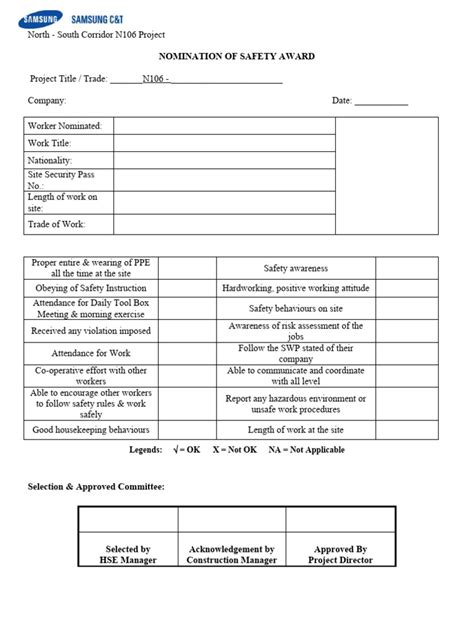 N106 Safety Award Nomination Form Pdf