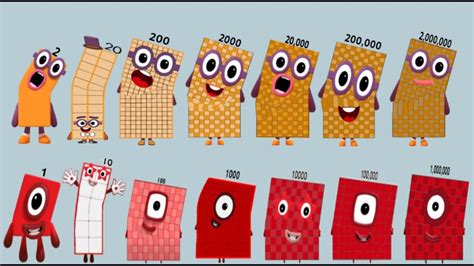 Numberblocks Compilation 1 To 1000000 And 2 To 2000000 Move And Speak Slowly Youtube
