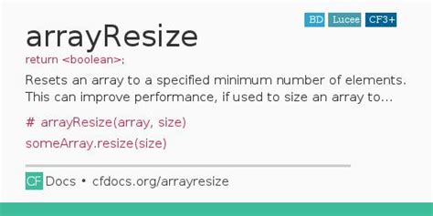 Arrayresize Code Examples And Cfml Documentation