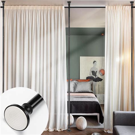 Room Divider Stand Tension Curtain Rod No Drilling For Room Separation 4 9ft H 28 166 W