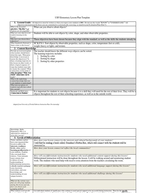 Sorting Lesson Plan Pdf Differentiated Instruction Teaching