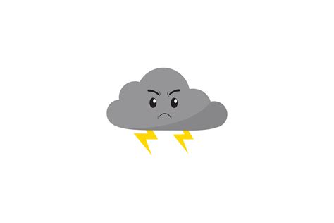 Sky Thunder Cloud Kawaii Cute Vector Graphic By Goodmantisid · Creative Fabrica