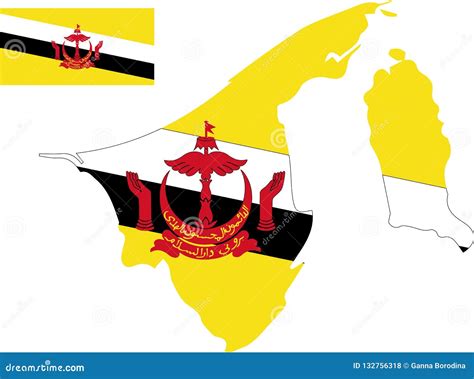 Flag Map Of Brunei Free Vector Maps Brunei Darussalam Map Vector Porn