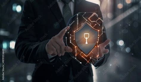 Cybersecurity And Privacy Concepts To Protect Data Businessman Use Smartphone With Cyber