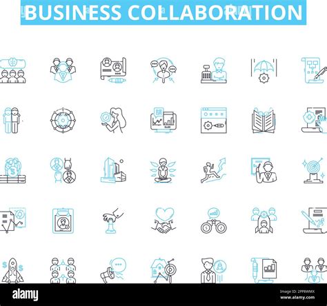 Business Collaboration Linear Icons Set Partnership Alliance Nerking Synergy Cooperation