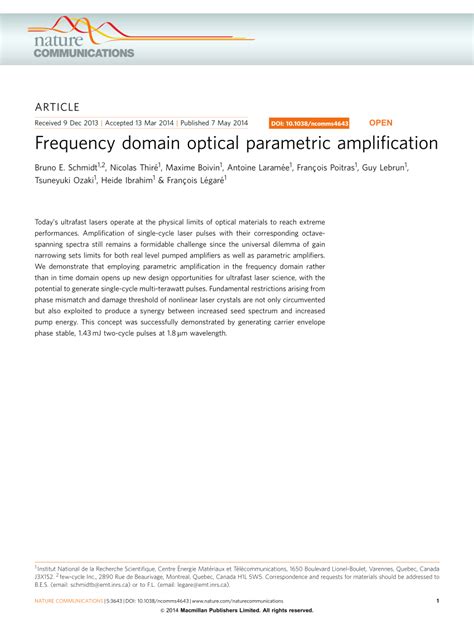 Pdf High Gain Frequency Domain Optical Parametric Amplification Fopa