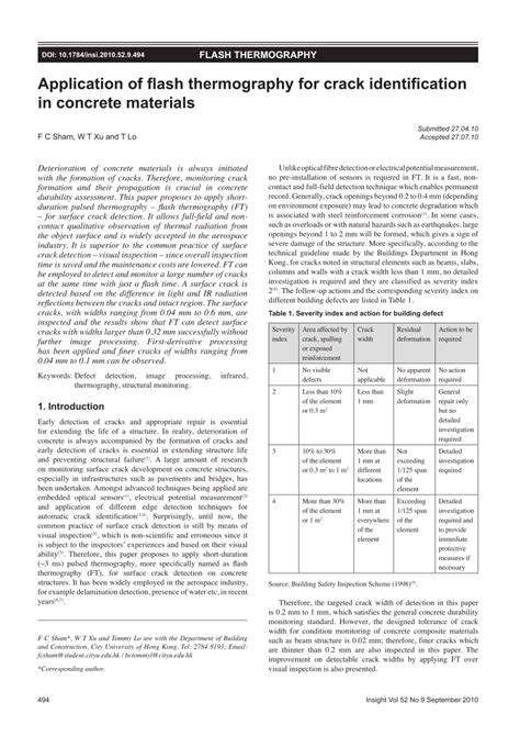 Pdf Application Of Flash Thermography For Crack Identification In Concrete Materials