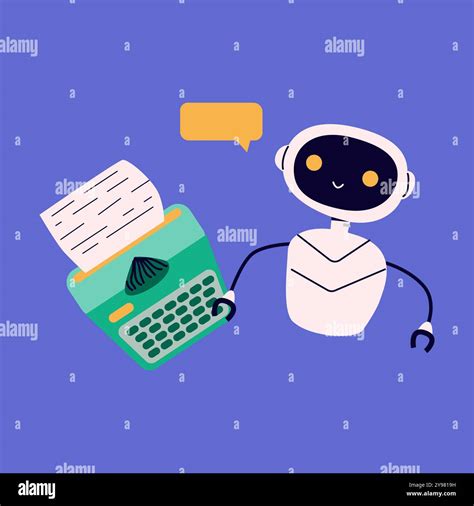 Ai Robot Flat Illustration Artificial Intelligence In Writing Work Chat Bot Or Ai For Writing