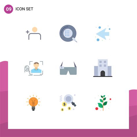 9 Creative Icons Modern Signs And Symbols Of Glasses Scanning Arrow Scan Fingerprint Editable