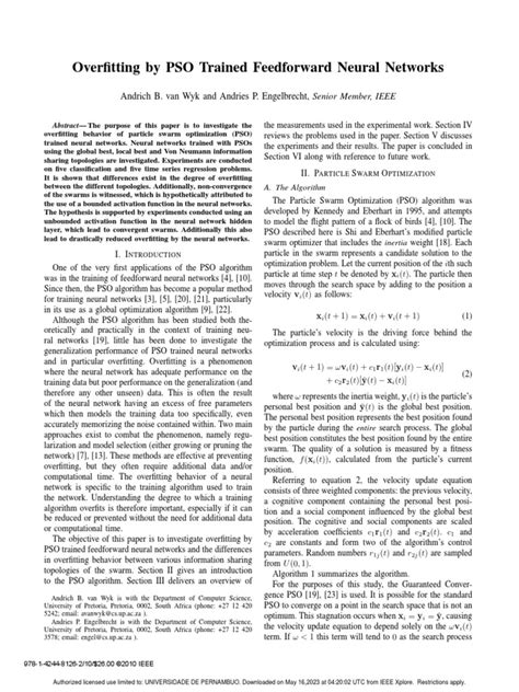 overfitting by pso trained feedforward neural networks pdf artificial neural network