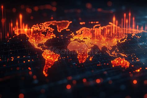 Global Network Digital World Map Data Visualization Futuristic Technology Background Stock