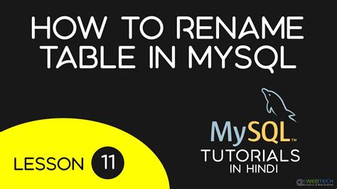 How To Rename Table In Mysql In Hindi 11 Youtube