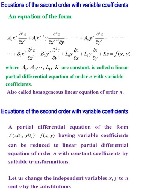 Higher Order With Variable Coefficient Pdf Ordinary Differential