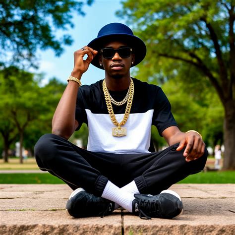 «На изображении молодой человек сидящий на каменной поверхности в позе лотоса Он одет в черно