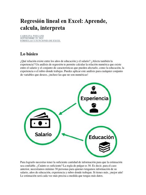 1 Regresión Lineal En Excel Pdf Análisis De Regresión Valor P