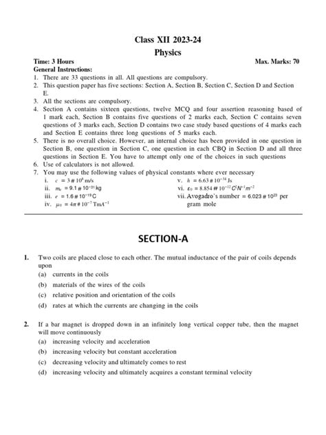 Class 12 Series 2 Physics Pdf Inductor Magnetic Field