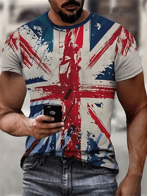 Mens Summer British Vintage Flag Casual Top