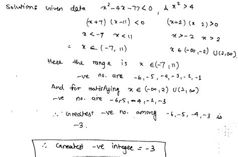 The Greatest Negative Integer Satisfying X 2 Quad Quad 4xquad Quad