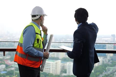 Project Planing Between Engineer Foreman Manager And Businessman Stock Image Image Of