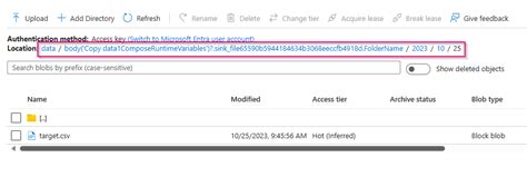 azure data factory can we create a dynamic folder name along with