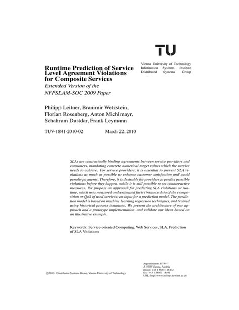 Runtime Prediction Of Service Level Agreement