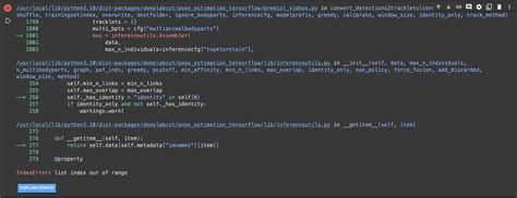 Index Error List Index Out Of Range When Trying To Analyze Videos
