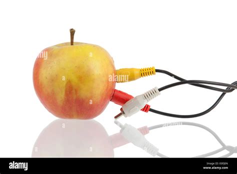 Audio Video Cables On Apple Communication Concept Stock Photo Alamy