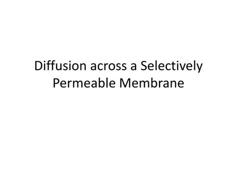 Ppt Diffusion Across A Selectively Permeable Membrane Powerpoint Presentation Id 2626358