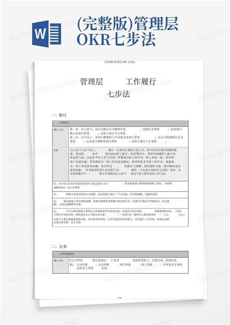 完整版 管理层okr七步法 Word模板下载 编号lrganbkr 熊猫办公
