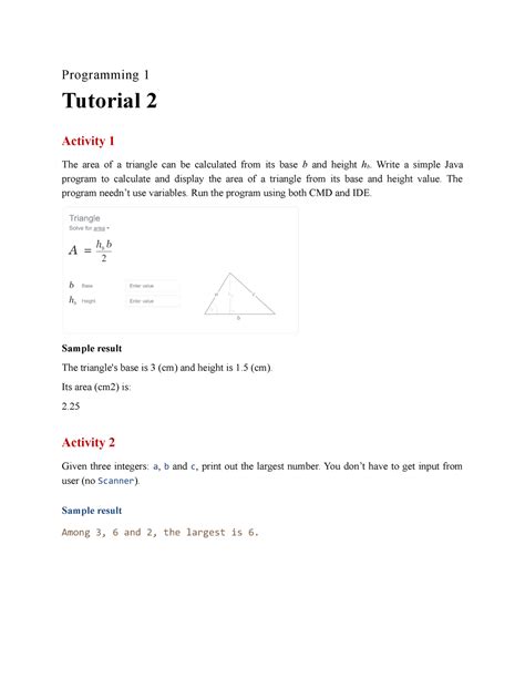 Tutorial 2 Programming 1 Programming 1 Tutorial 2 Activity 1 The