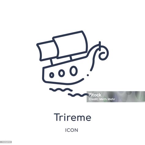 그리스 개요 컬렉션에서 선형 트리 레 메 아이콘 얇은 라인 트리 레 메 아이콘 흰색 배경에 고립입니다 트리 레 메 트 렌 디 일러스트레이션 갤리선에 대한 스톡 벡터 아트 및