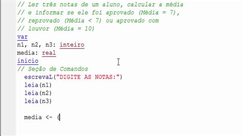 Algoritmo Calcule A Media E Declare Media Youtube