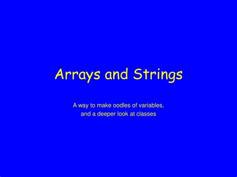 Ppt Arrays And Strings Powerpoint Presentation Free Download Id