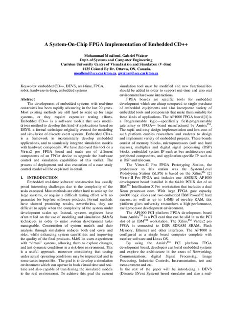 pdf a system on chip fpga implementation of embedded cd gabriel